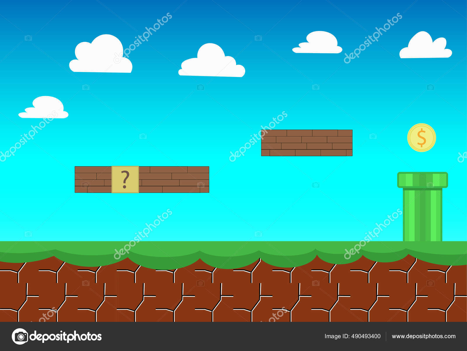Platformer Game Interface Vector Illustration Stock Vector by ©ESHKAnya ...