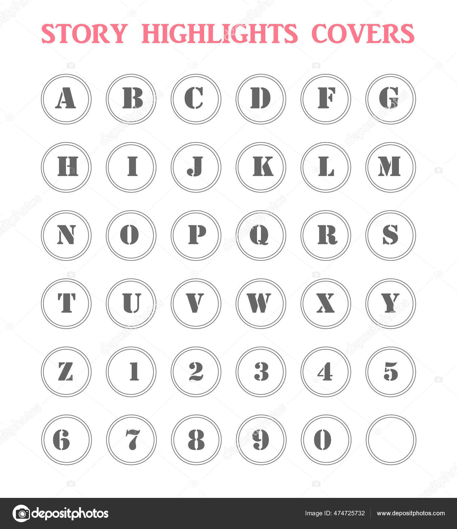 Instagram Story Highlight Template Icon Set, English alphabet and ...