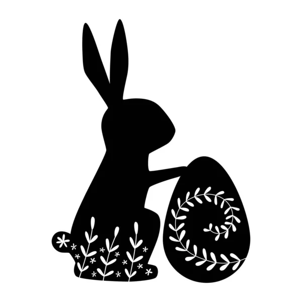 Silhouette Rabbit Easter Bunnies Silhouette Rabbit Flower Pattern ...