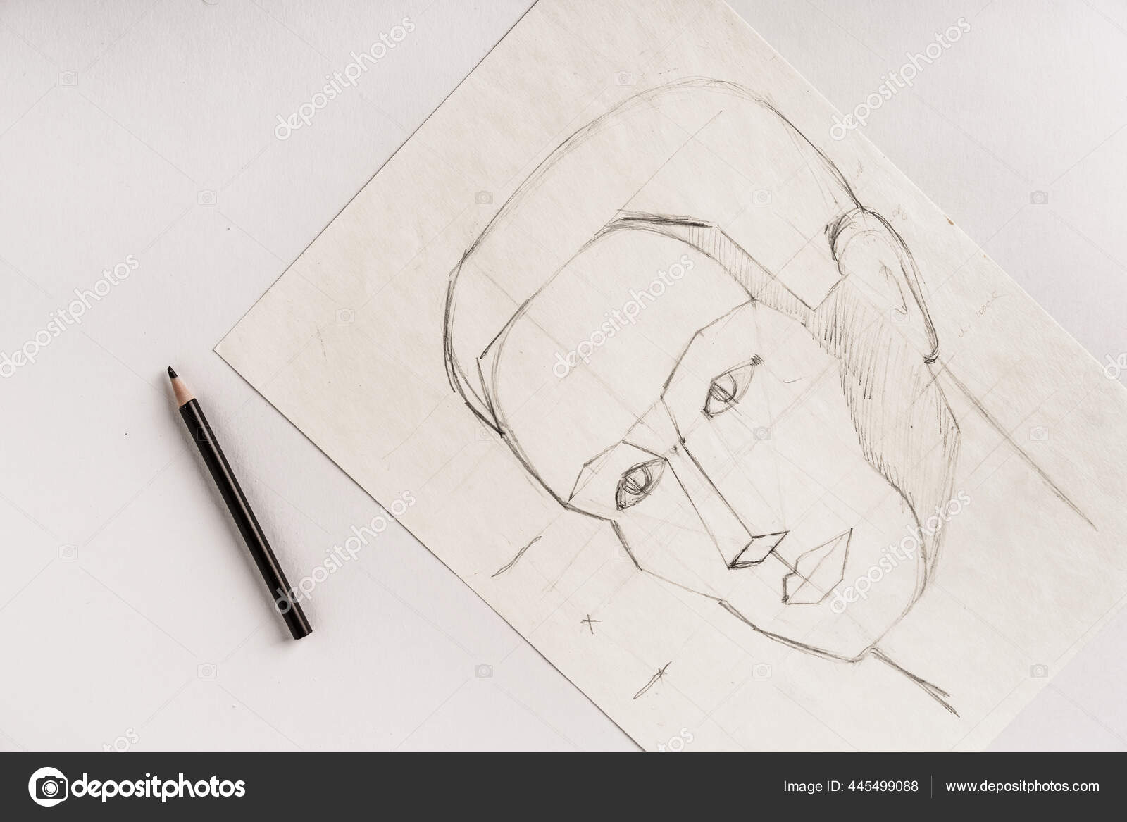 Drawing Lessons Pencil Sketches Human Face Paper — Stock Photo ...