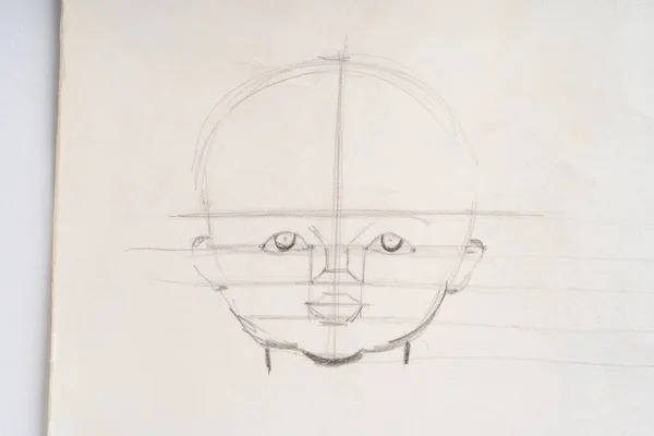 Drawing Lessons Pencil Sketches Human Face Paper — Stock Photo ...