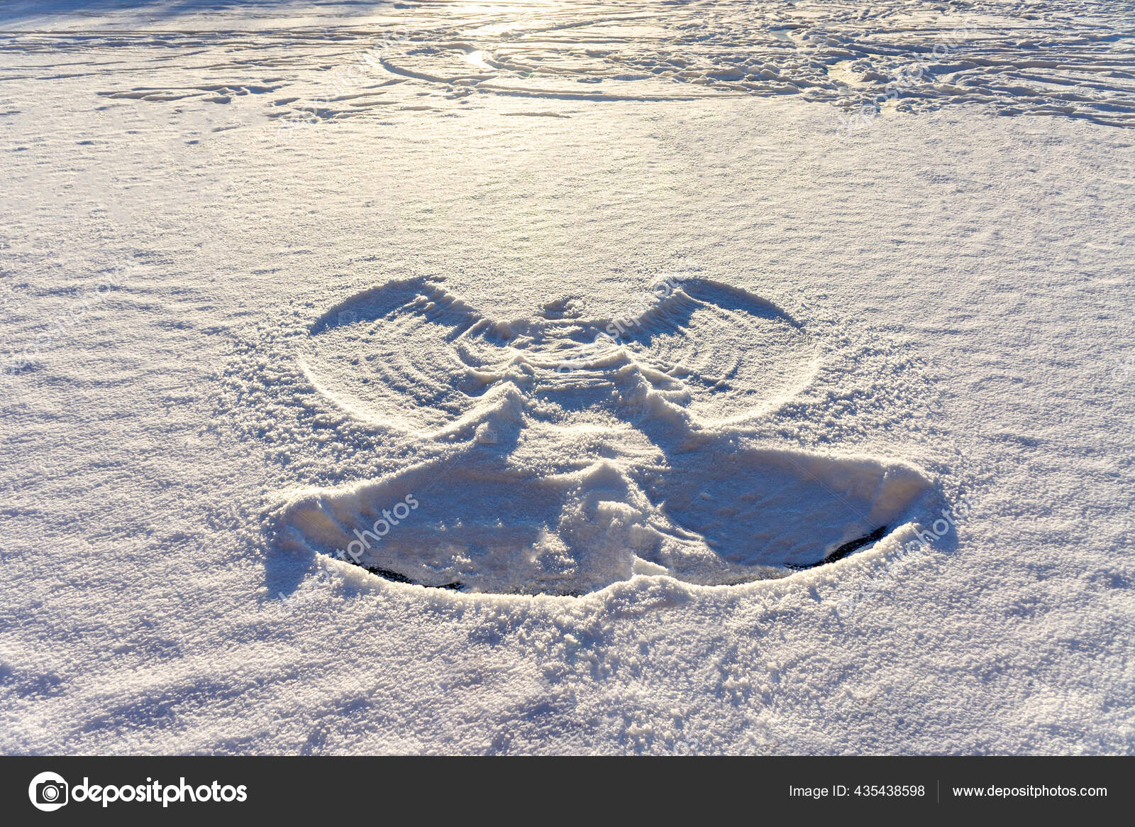 Print Snow Angel Fresh White Snow Frozen Lake Sunset Abstract Stock ...