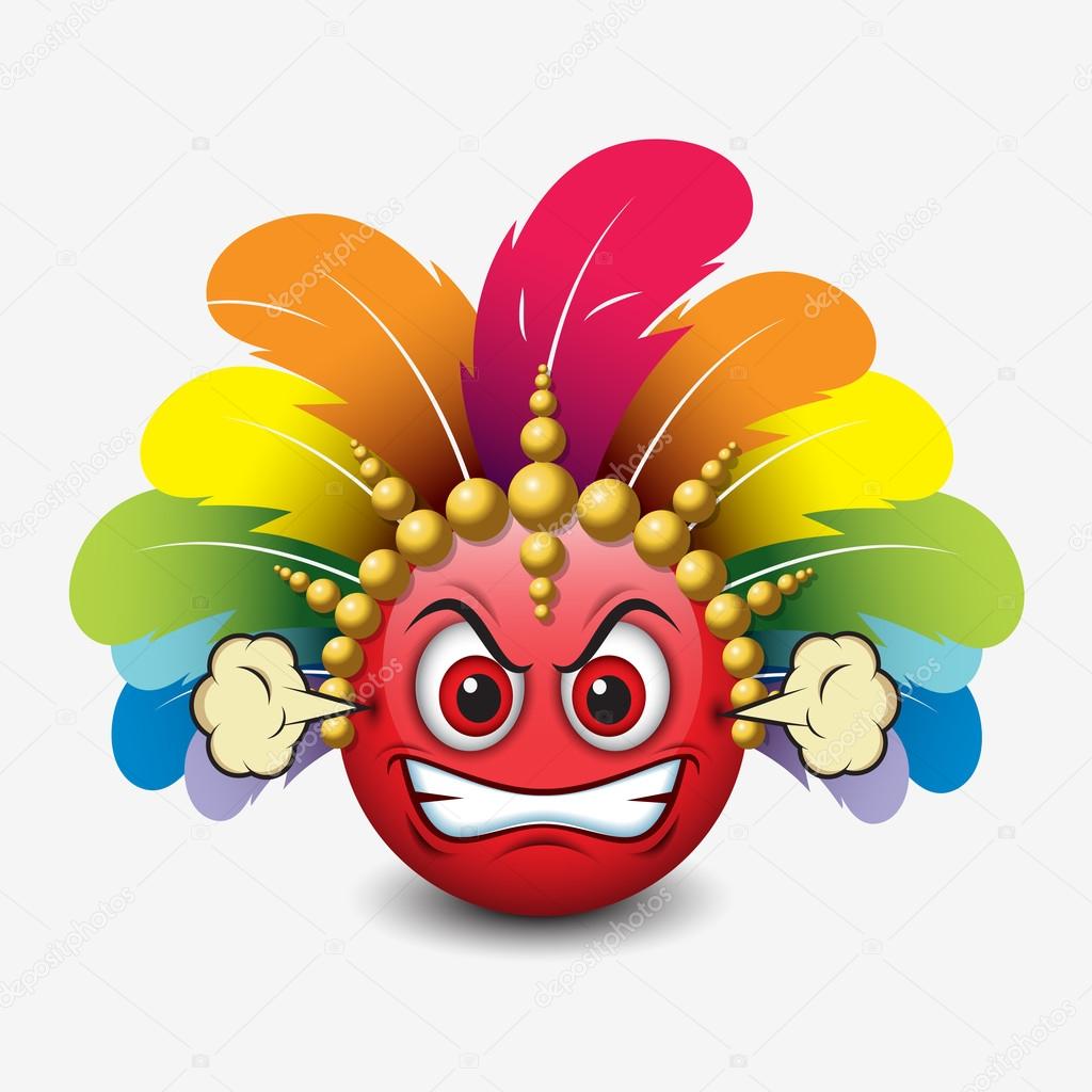 Emoticono enojado con tocado de carnaval Vector de stock por ©I ...