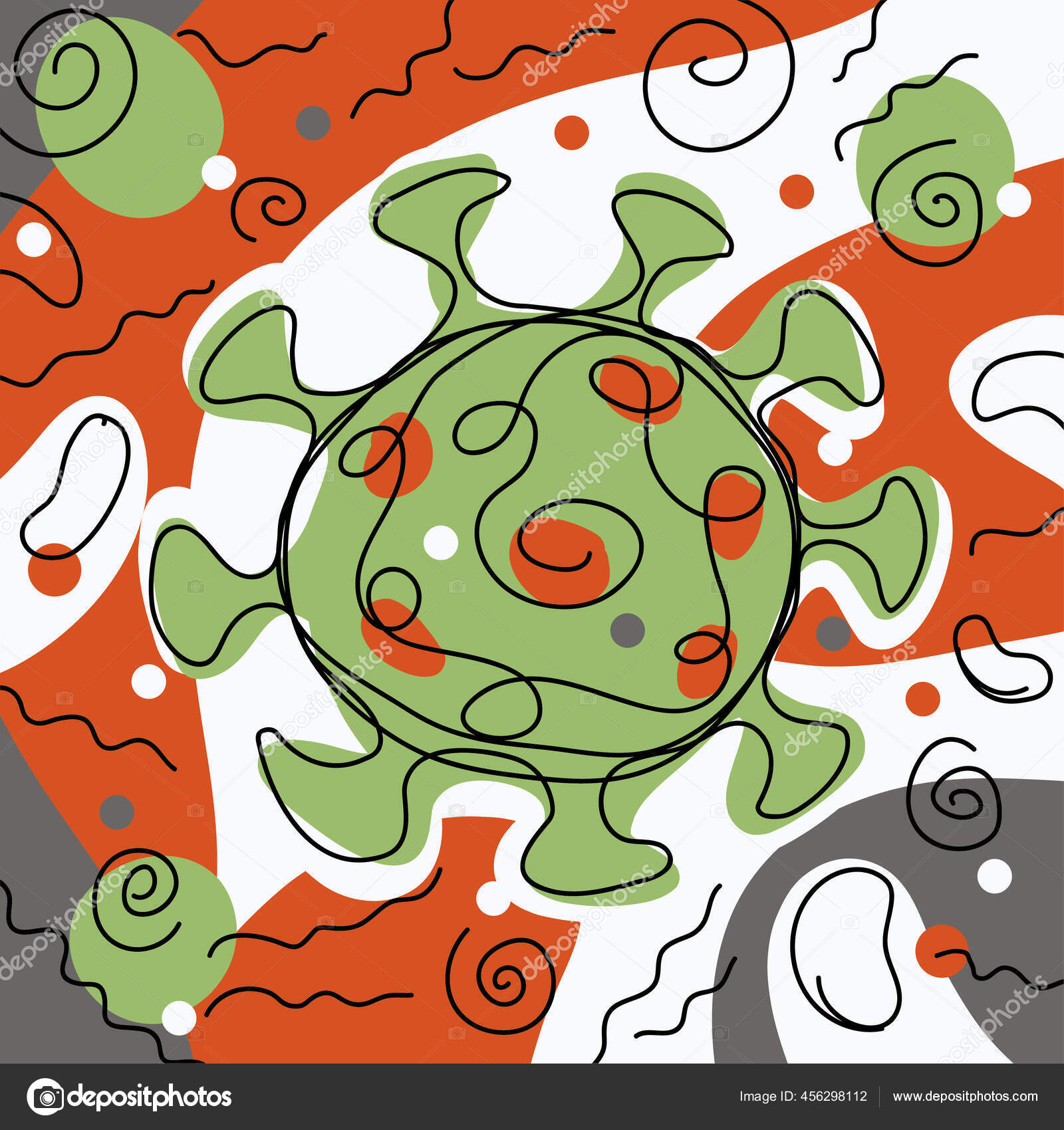 Continuous Line Drawing Abstract Virus Modern One Line Illustration ...