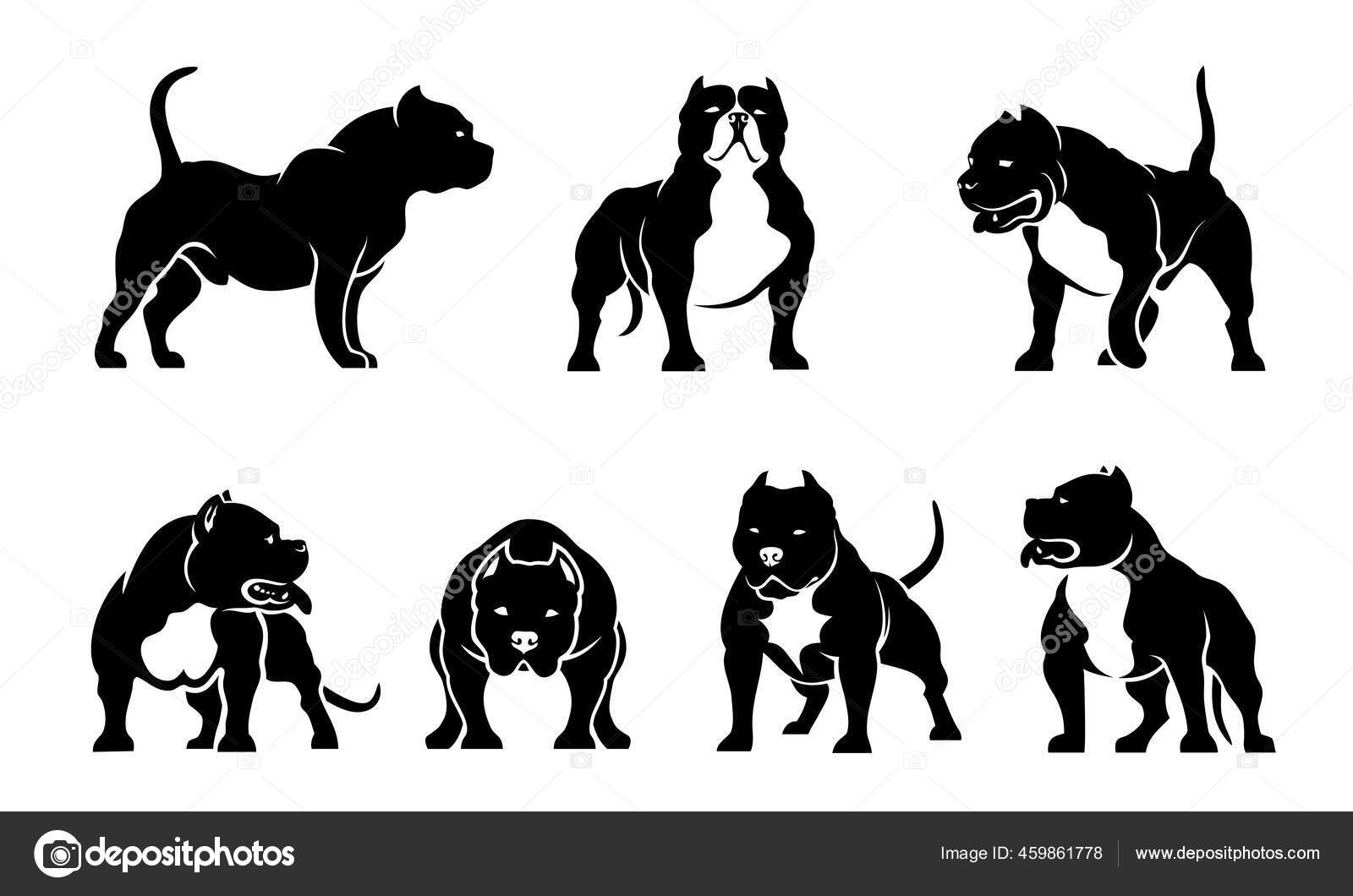 Silueta De Bully Americano Amerikanischer Bully Hund Vektorgrafiken,