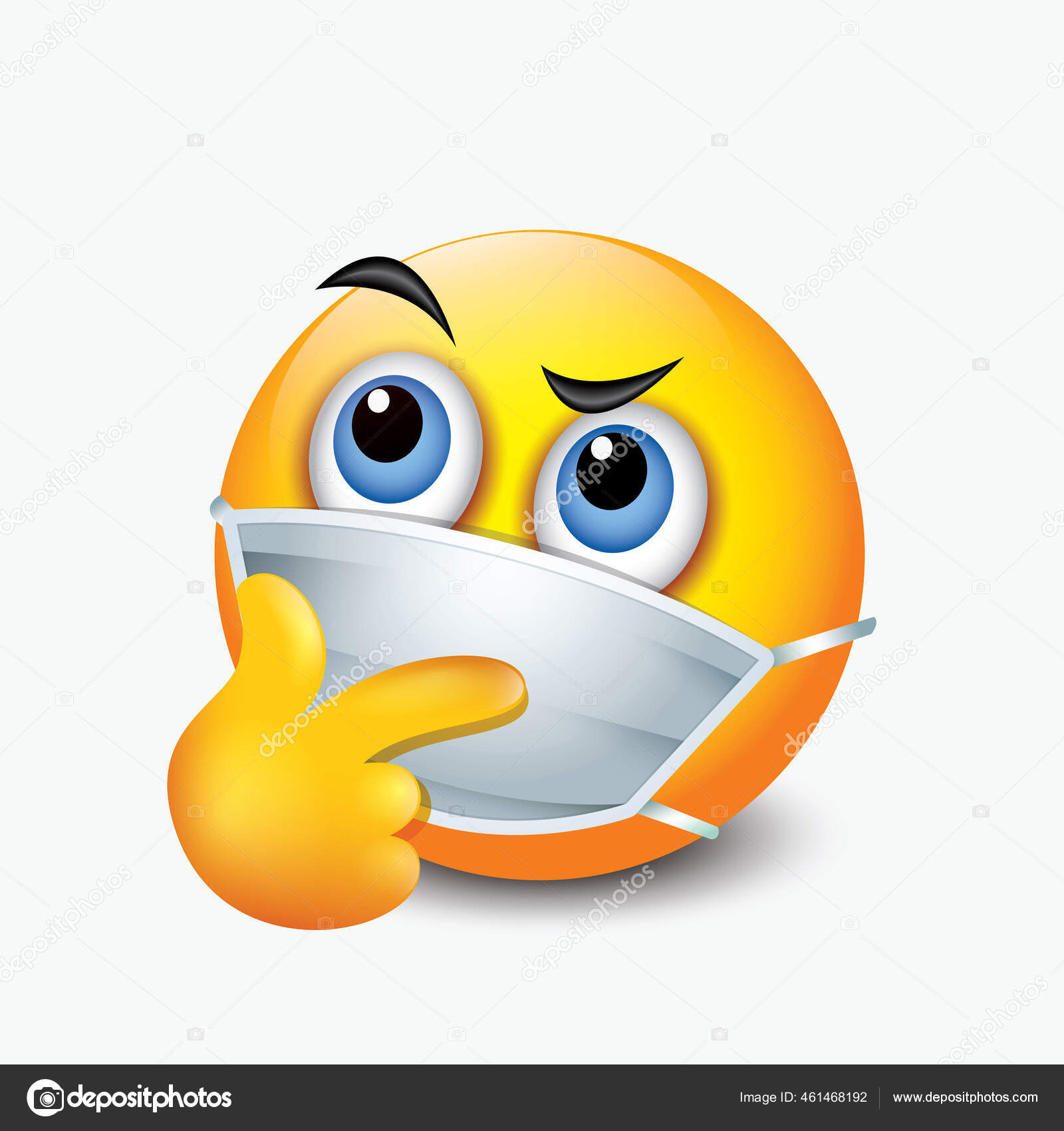 Cute Emoticon Wearing Surgical Mask Emoji Vector Illustration Stock ...