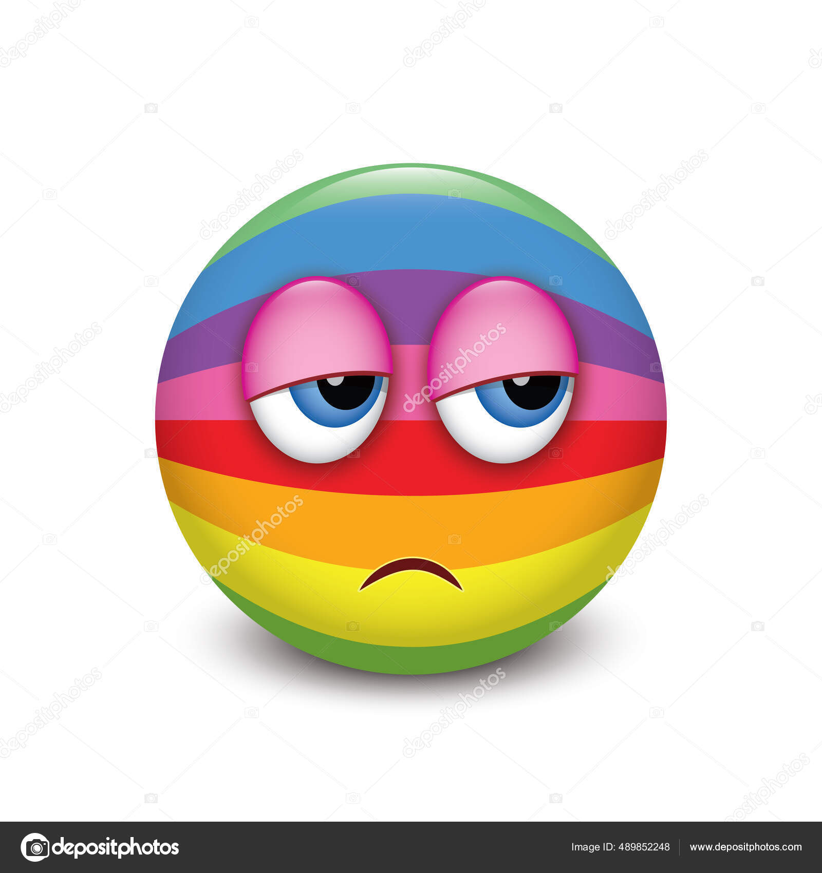 Rainbow Thinking Emoticon Question Face Emoji Vector Illustration ...