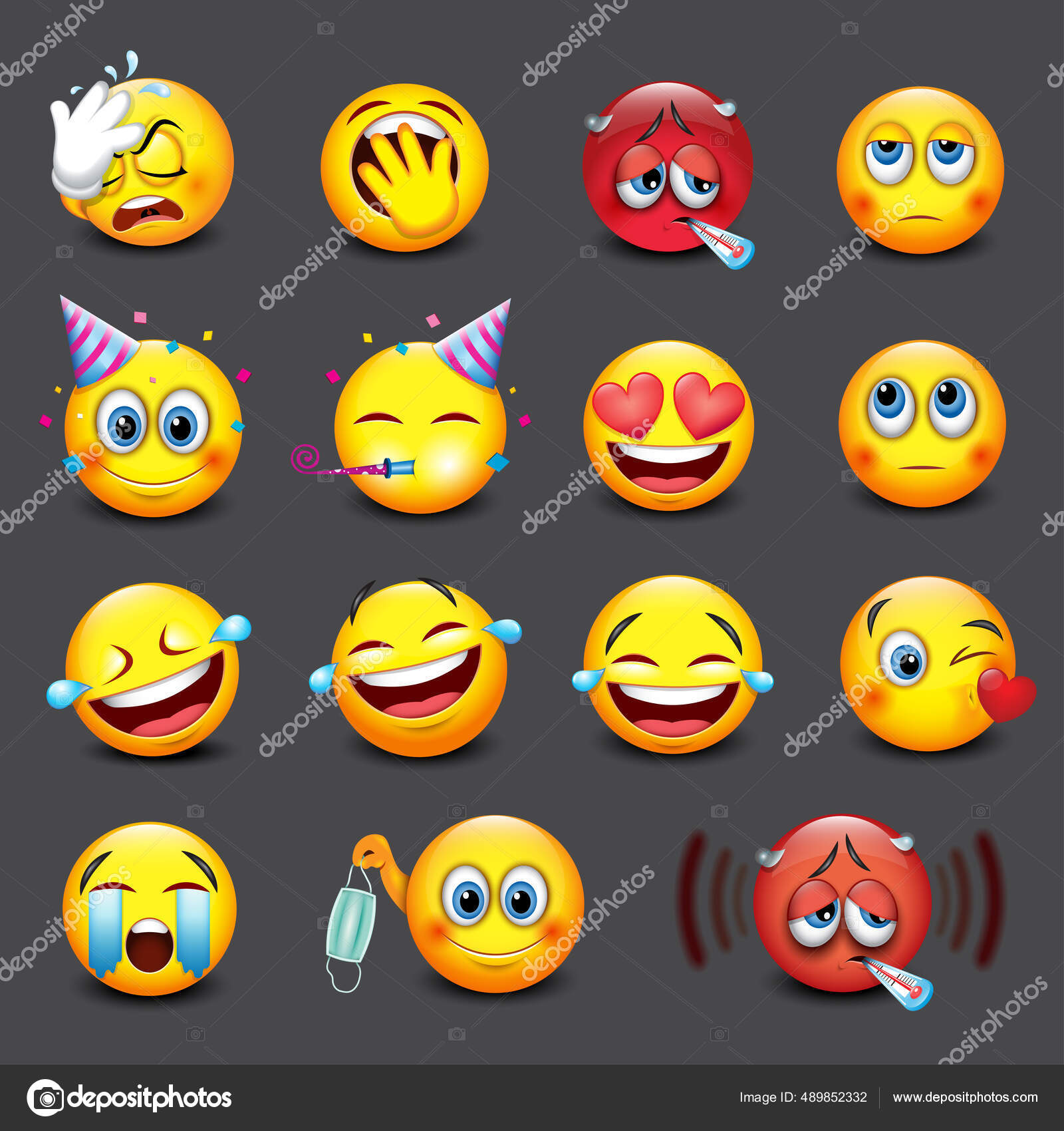 Set Emoticons Emojis Collection Vector Illustration Stock Vector by ©I ...