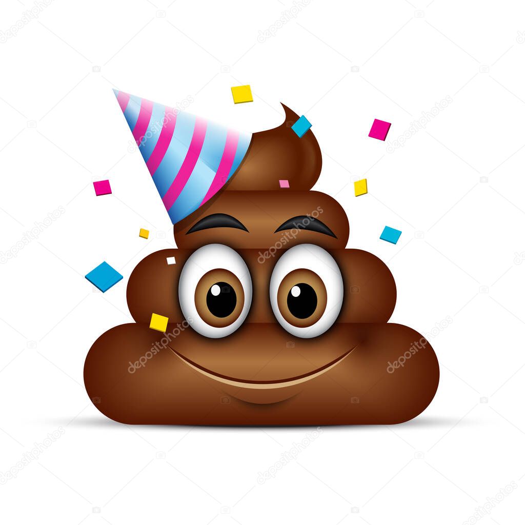 Emoticono Fiesta Poo Emoji Cumpleaños Cara Caca Ilustración Vectorial ...