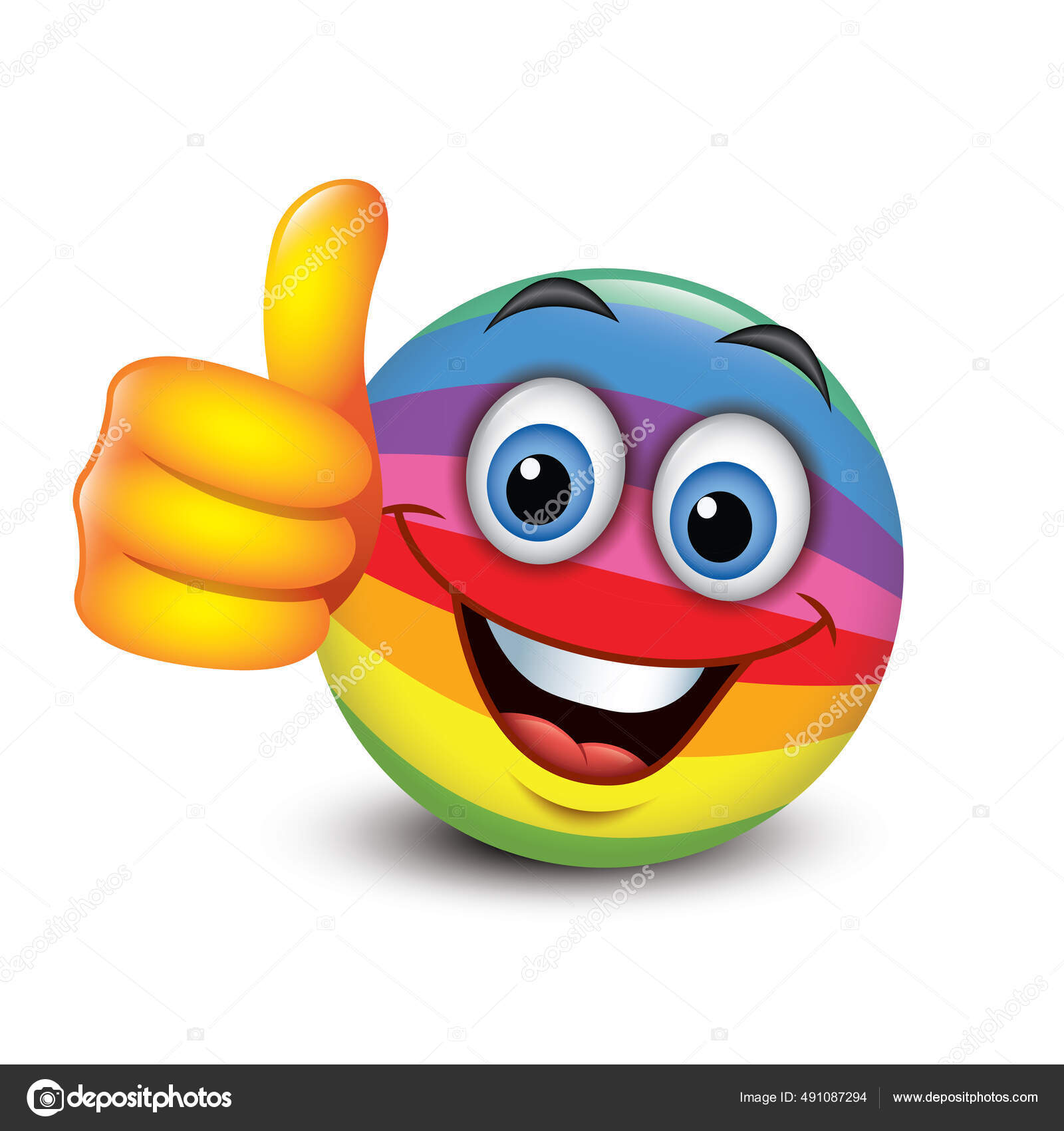 Emoticon Lucu Dengan Jempol Atas Emoji Ilustrasi Vektor — Stok Vektor ...