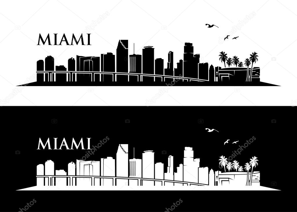 Background of Miami skyline Stock Vector by ©I.Petrovic 83352462