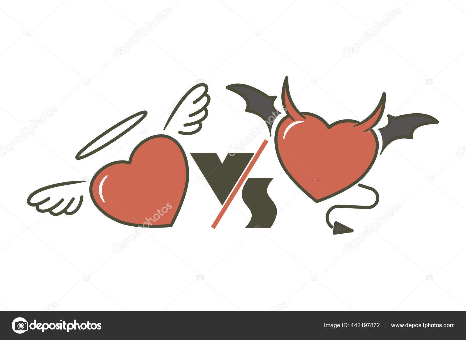 Angel And Devil Heart Drawings