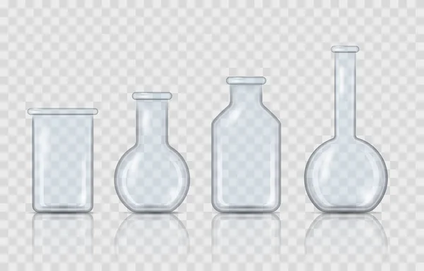 Realistic 3D chemical lab beaker, glass flask. Stock Vector Image by ...