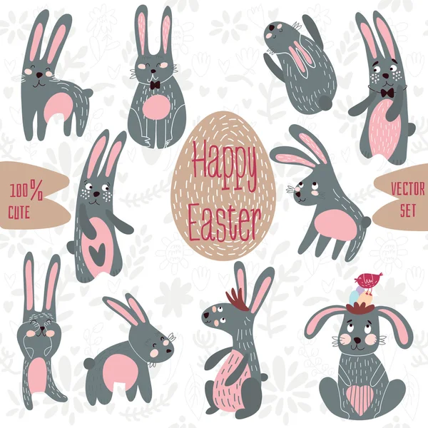 Funny set- ten rabbits. Stock Vector Image by ©ovocheva #83761338