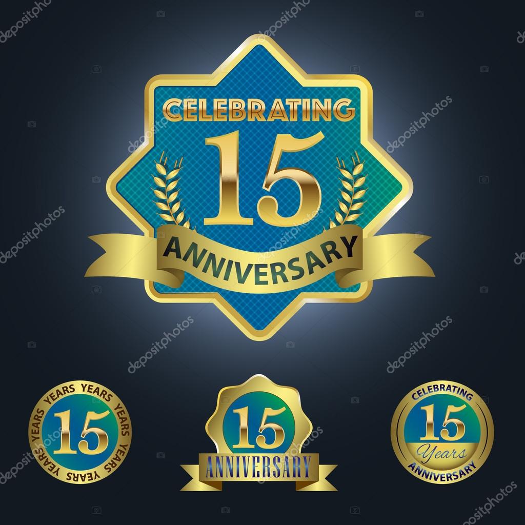 Conjunto de 4 - Celebrando 15 Años Aniversario Vector de stock por ...
