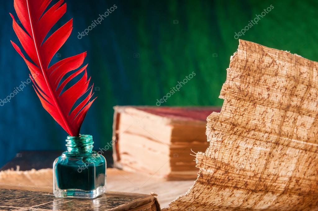 Quill pen and papyrus sheet Stock Photo by ©siculodoc 100036254