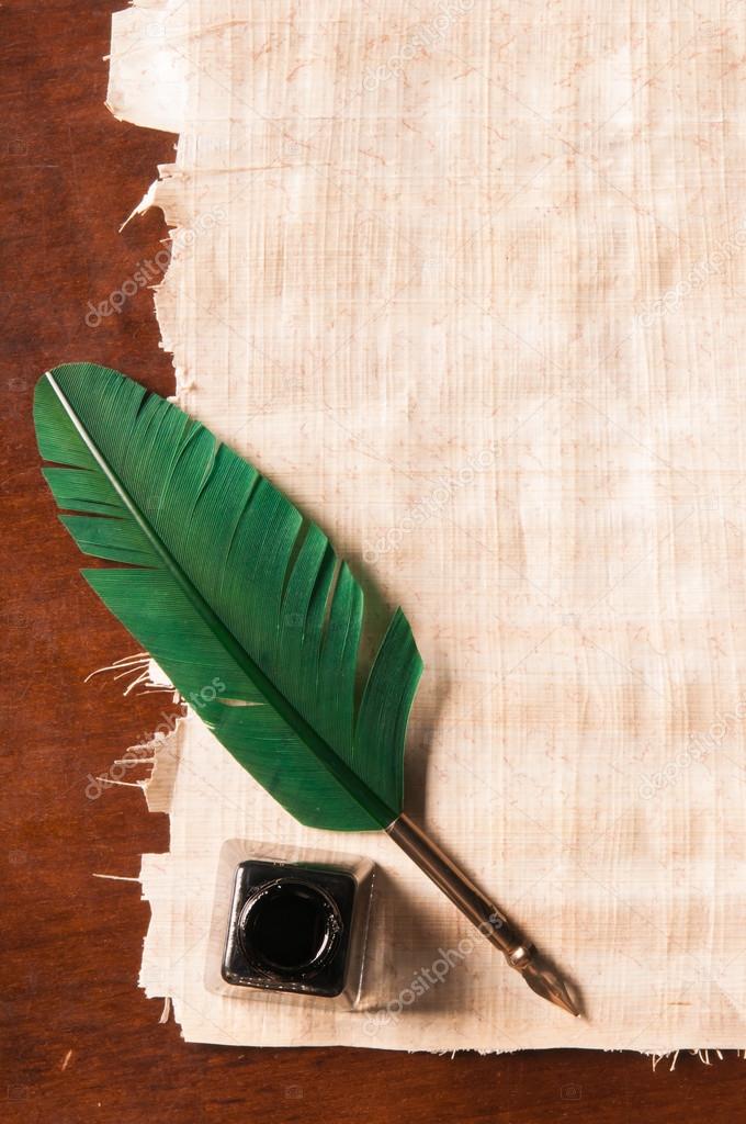 Quill pen and papyrus paper Stock Photo by ©siculodoc 90648788