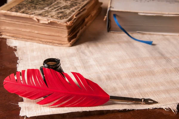 Quill pen and papyrus sheet Stock Photo by ©siculodoc 100036254