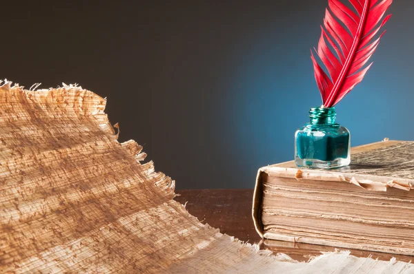 Quill pen and papyrus sheet Stock Photo by ©siculodoc 100036254