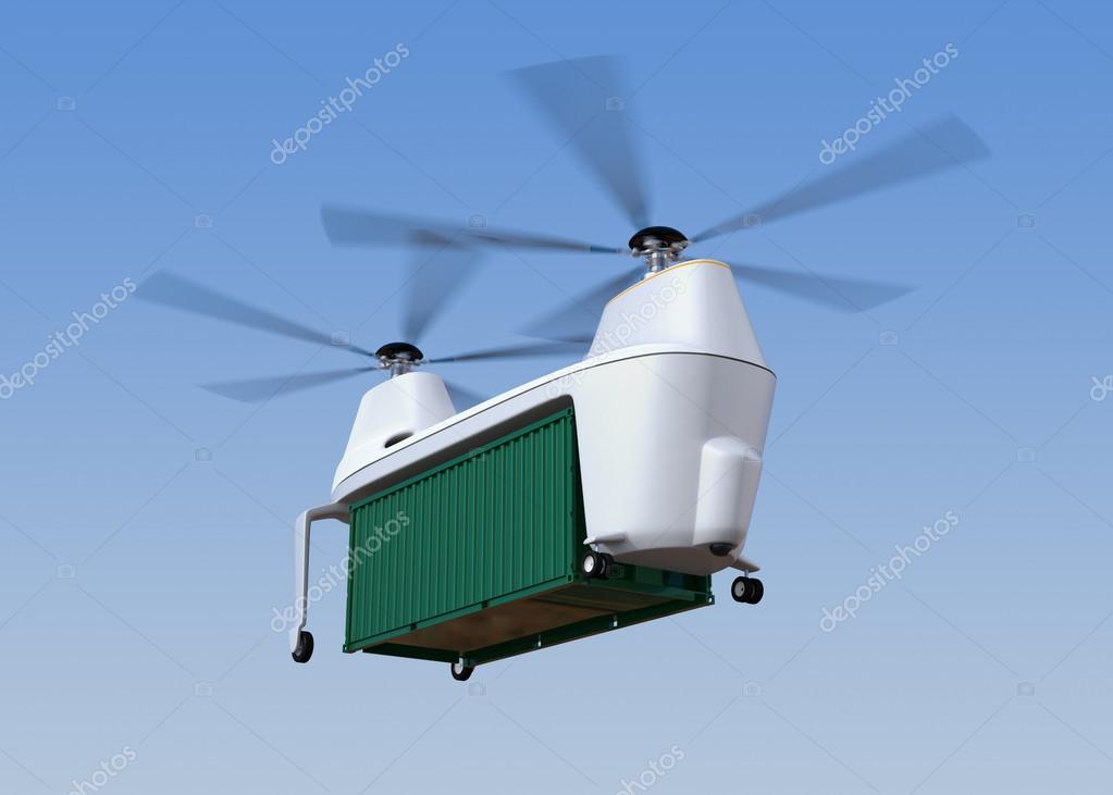 Drone carrying cargo container flying in the sky — Stock Photo © chesky ...