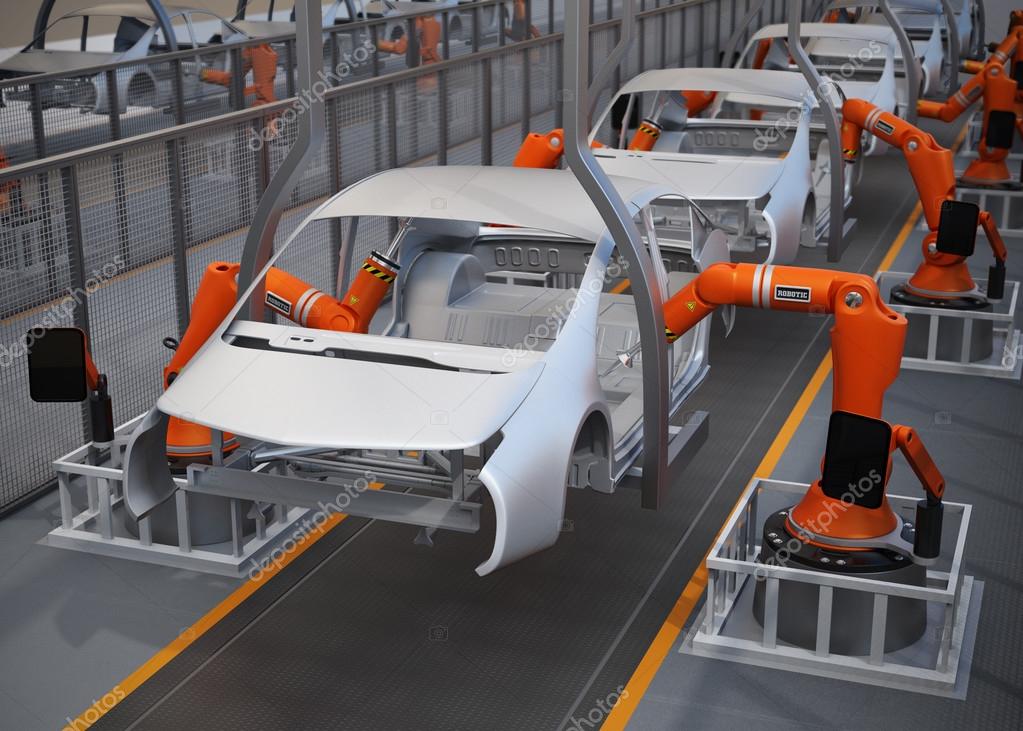 Electric vehicles body assembly line — Stock Photo © chesky_w #121169412