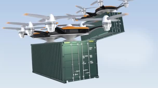 Heavy drones delivering cargo containers in sky Stock Video Footage by ...