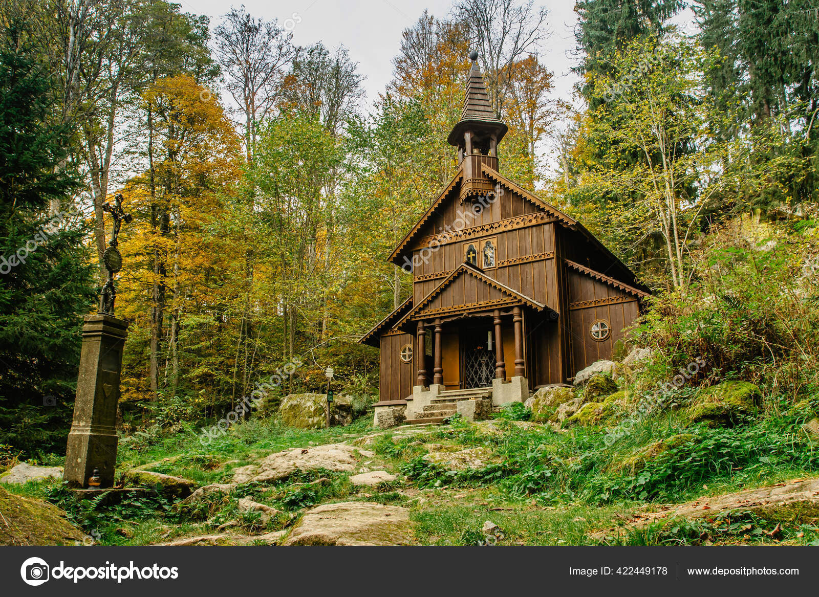 Old Wooden Pilgrimage Rural Chapel Virgin Mary Stozecka Kaple Iron ...