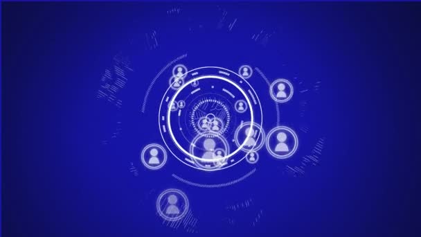 Animation Interface Showing Circular Scope Connected People Icons Blue Background — Stock Video ...