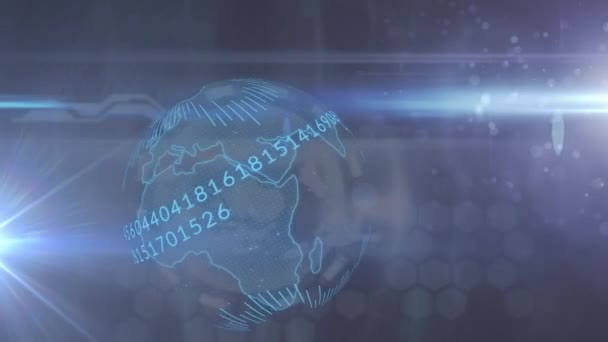 Spot Light Spinning Globe Hexagonal Shapes Dark Background Computer ...