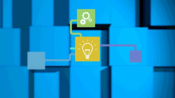 Network Digital Icons Multiple Square Shapes Blue Background Computer ...