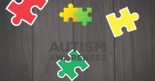 Animation Puzzles Falling Autism Awareness Month Text Human Brain Maze ...