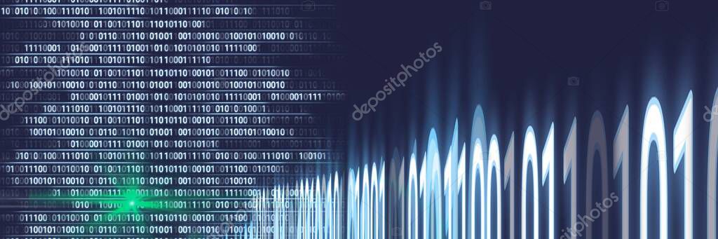 Procesamiento de código informático sobre fondo azul, tecnología ...