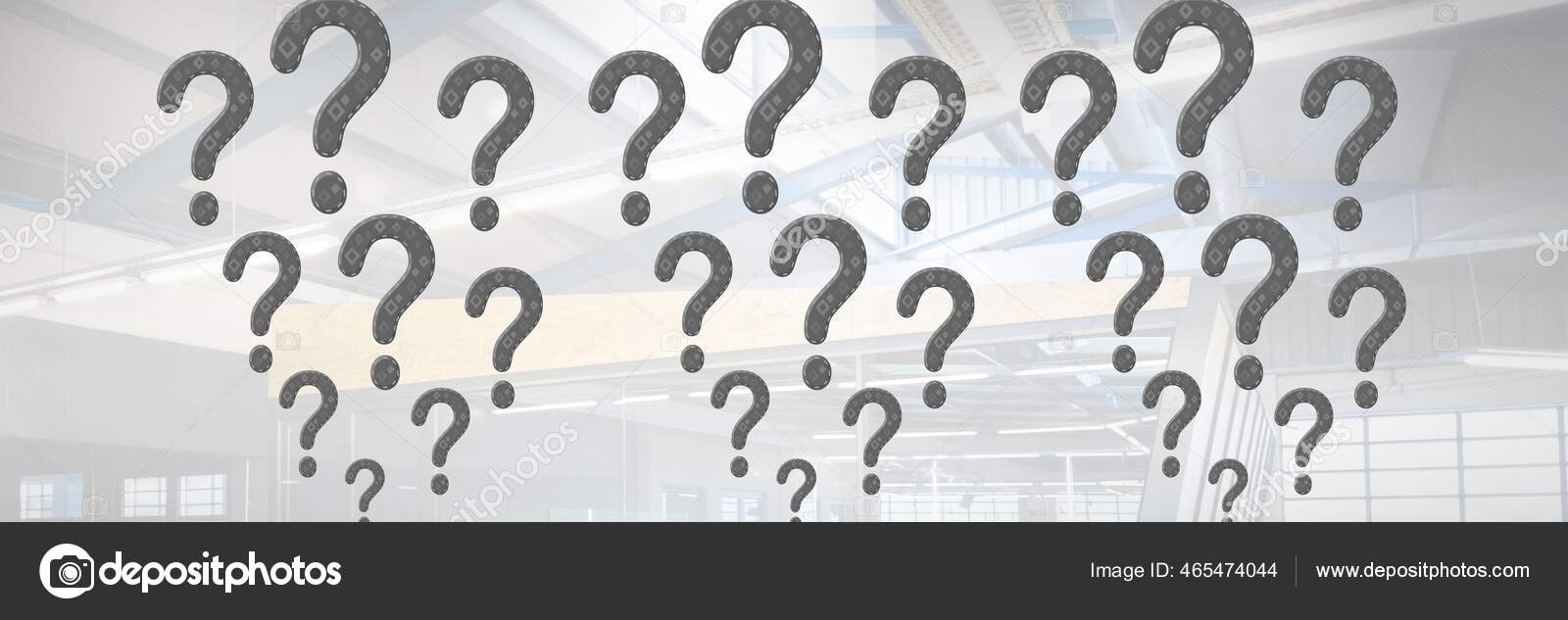 Multiple Black Question Marks White Office Building Background Abstract ...