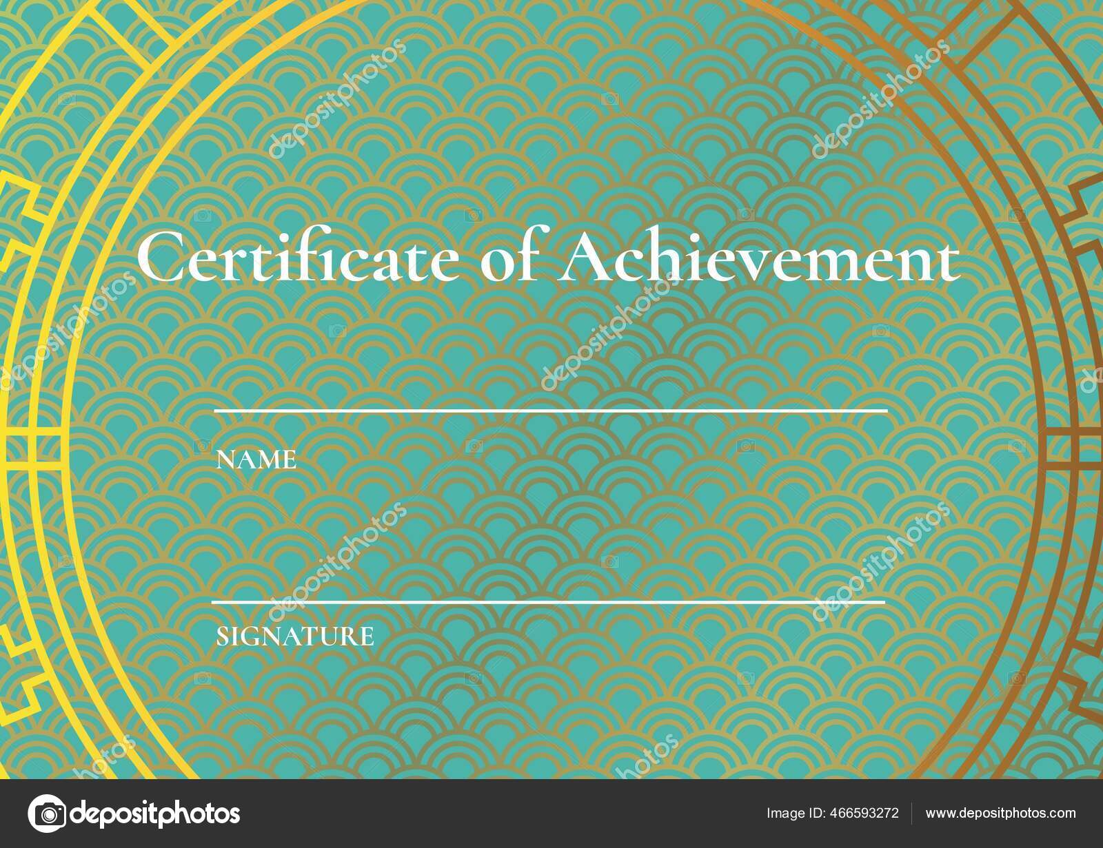 Certificate Achievement Text White Lines Copy Space Frame Gold Pattern ...