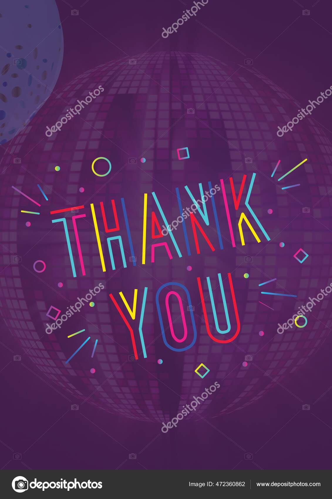 Composition Retro Thank You Text Purple Mirror Disco Ball Celebration ...