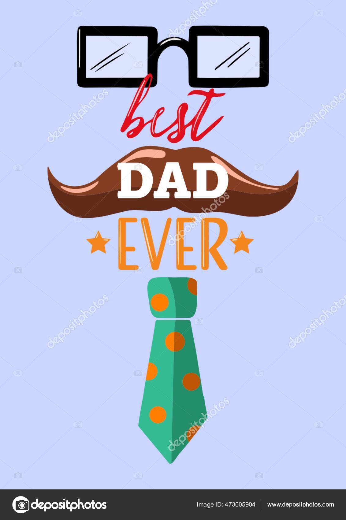 Composición Mejor Papá Siempre Texto Gafas Bigote Con Corbata Sobre ...