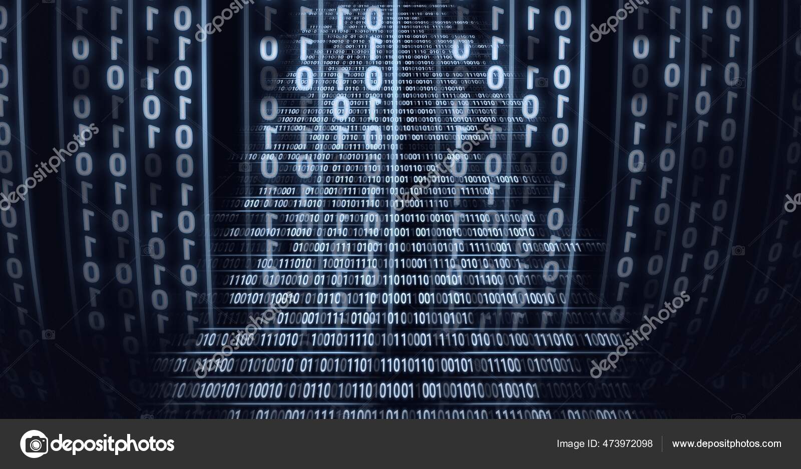 Composition Binary Coding Processing Black Background Global Technology Data Processing — Stock