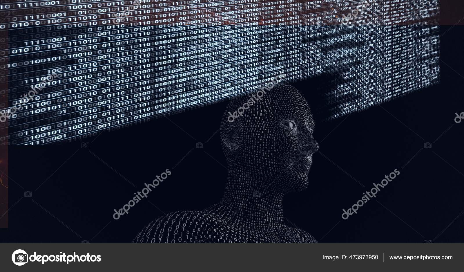 Composition Binary Coding Digital Human Bust Global Technology Data Processing Stock Photo by ...