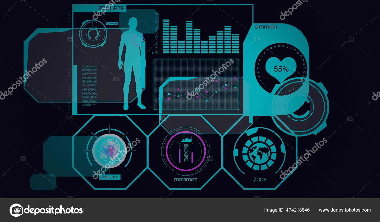 Composition Scope Scanning Human Medical Data Processing Screens Black ...