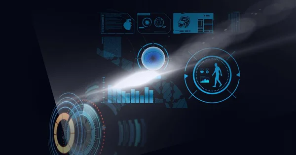 Animation Scopes Scanning Human Brain Model Screen Black Background Global Stock Photo by ...