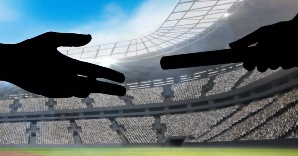 Animation Athlete's Hands Passing Relay Baton Sports Stadium Sports ...