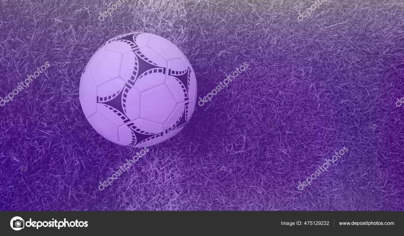 Composition Football White Line Grass Pitch Copy Space Purple Tint ...