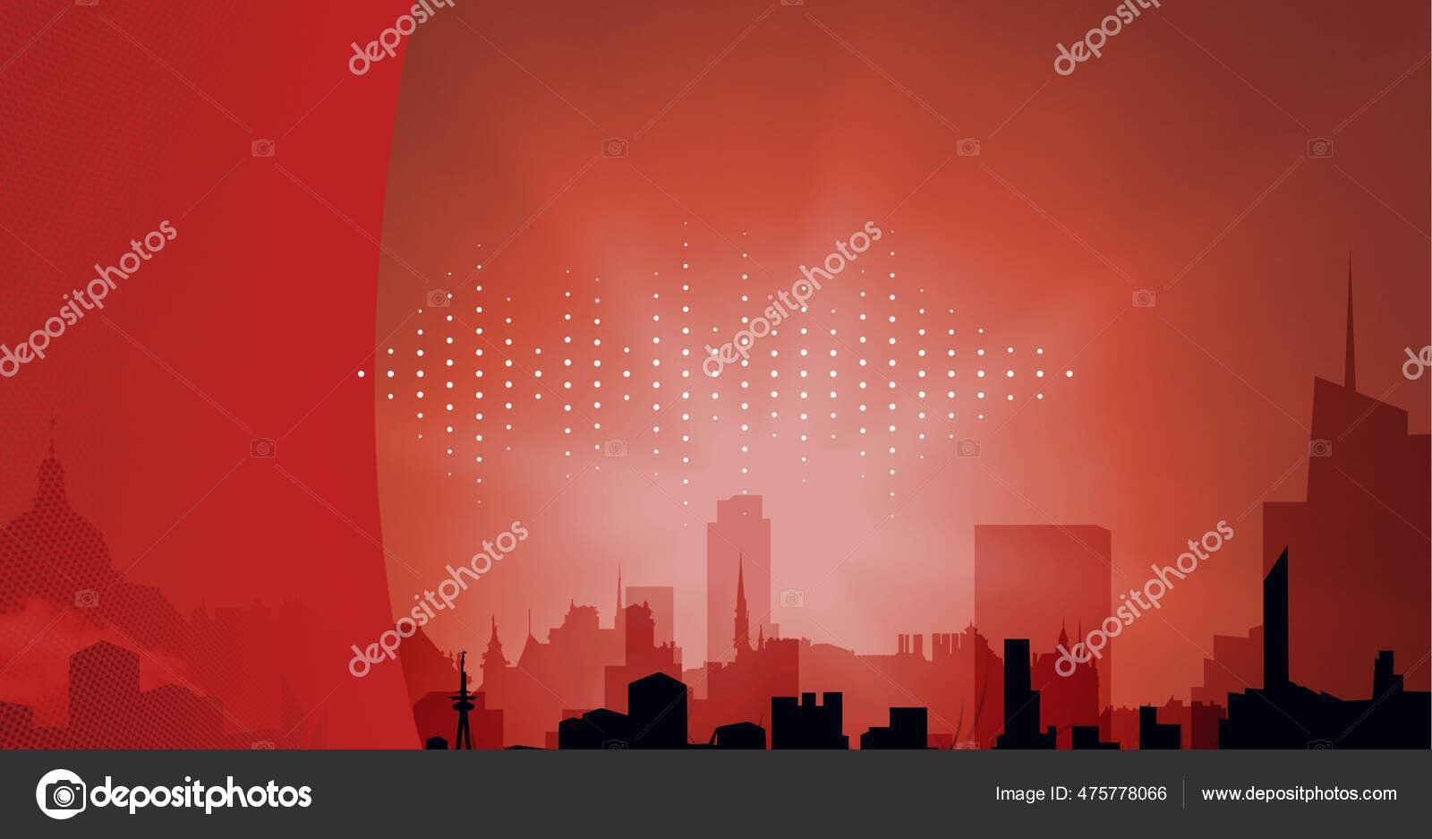 Composition Sound Frequency Dot Level Meter Red Black Cityscape Red ...