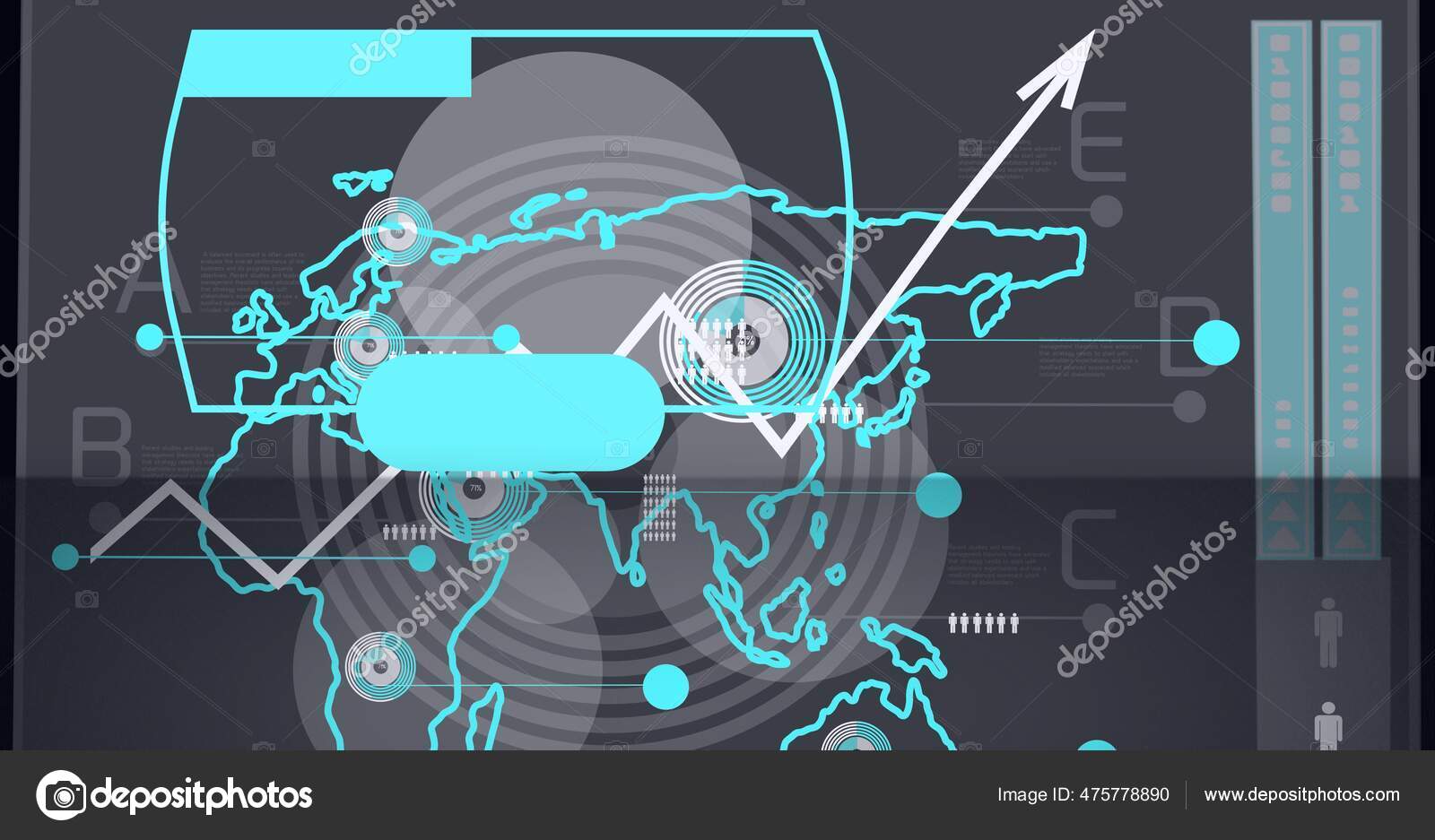 Composition Scope Scanning Data Processing World Map Global Technology ...