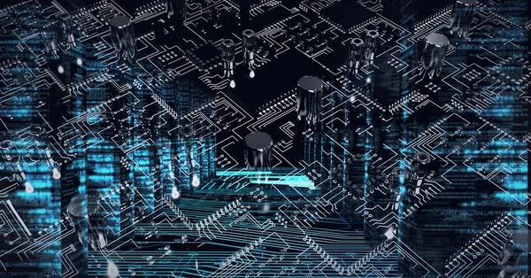 Composition of computer processor and circuit board. global data processing, computing and ...