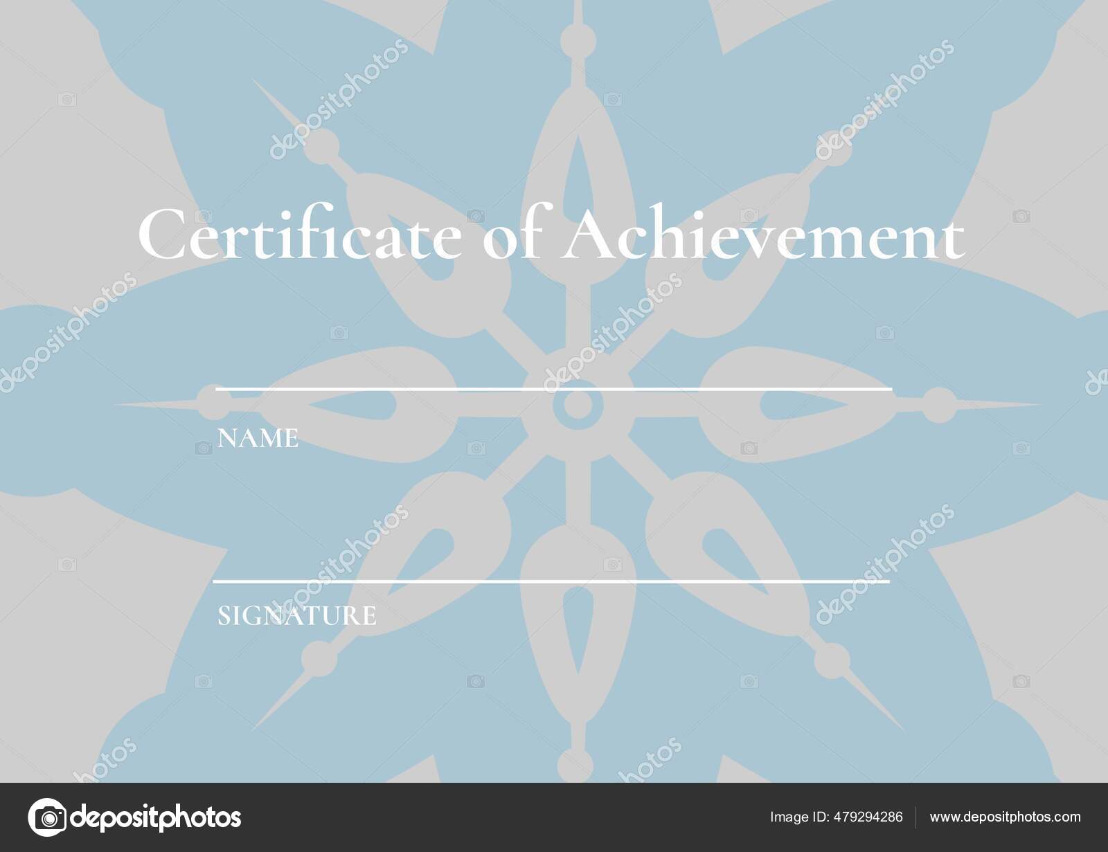 Certificate Achievement Copy Space Blue Floral Designs Grey Background ...