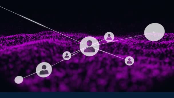 Animation Red Spots Network Connections Icons Purple Spots Black ...