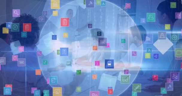 Scope Scanning Network Digital Icons Businesswoman Giving Presentation ...