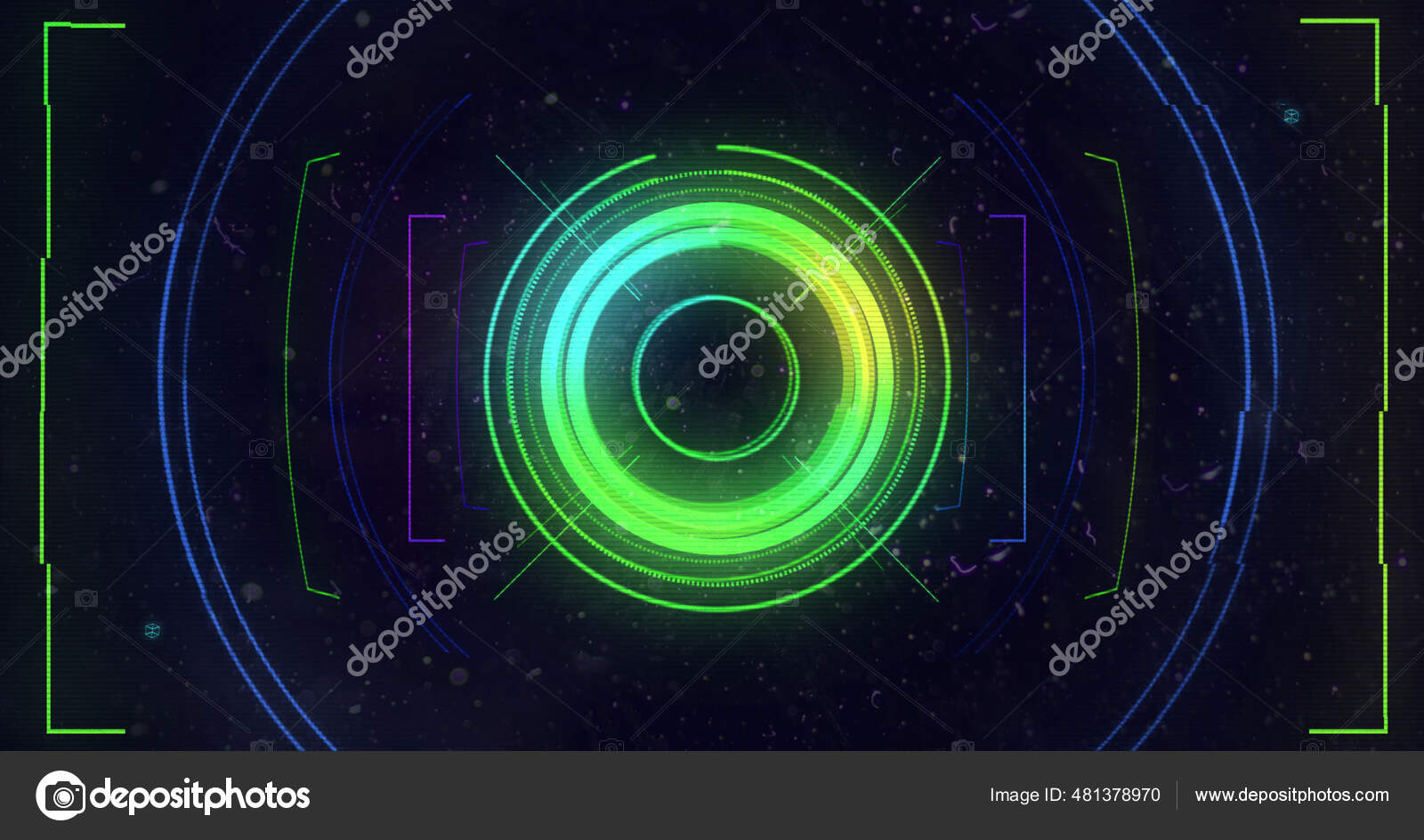 Image Flickering Glowing Scope Scanning Geometric Figures Spinning ...