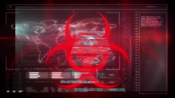 Animation Biohazard Symbol World Map Data Processing Interface Global ...